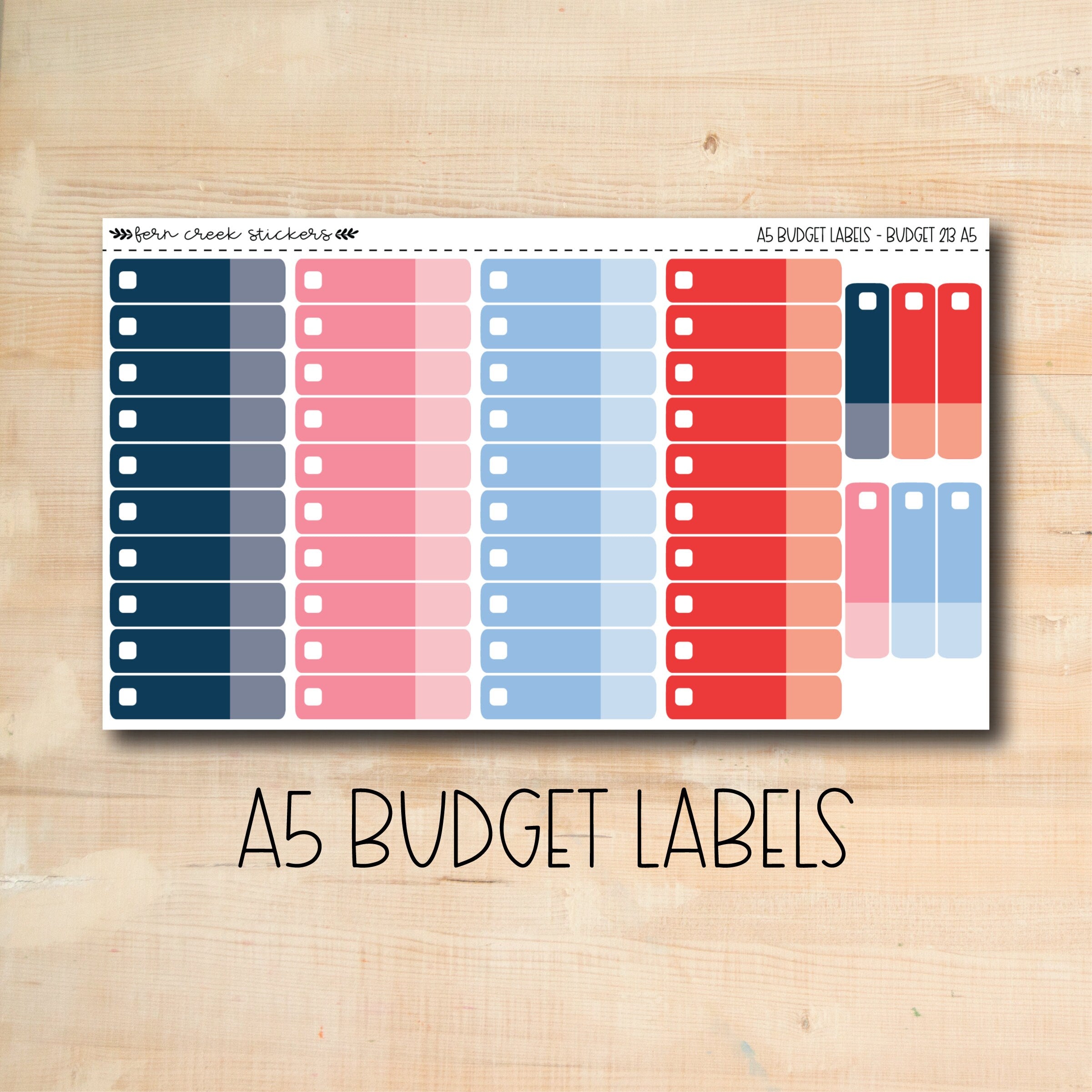 BUDGET-213 || STRAWBERRY FIELDS A5 budget labels – Fern Creek Stickers