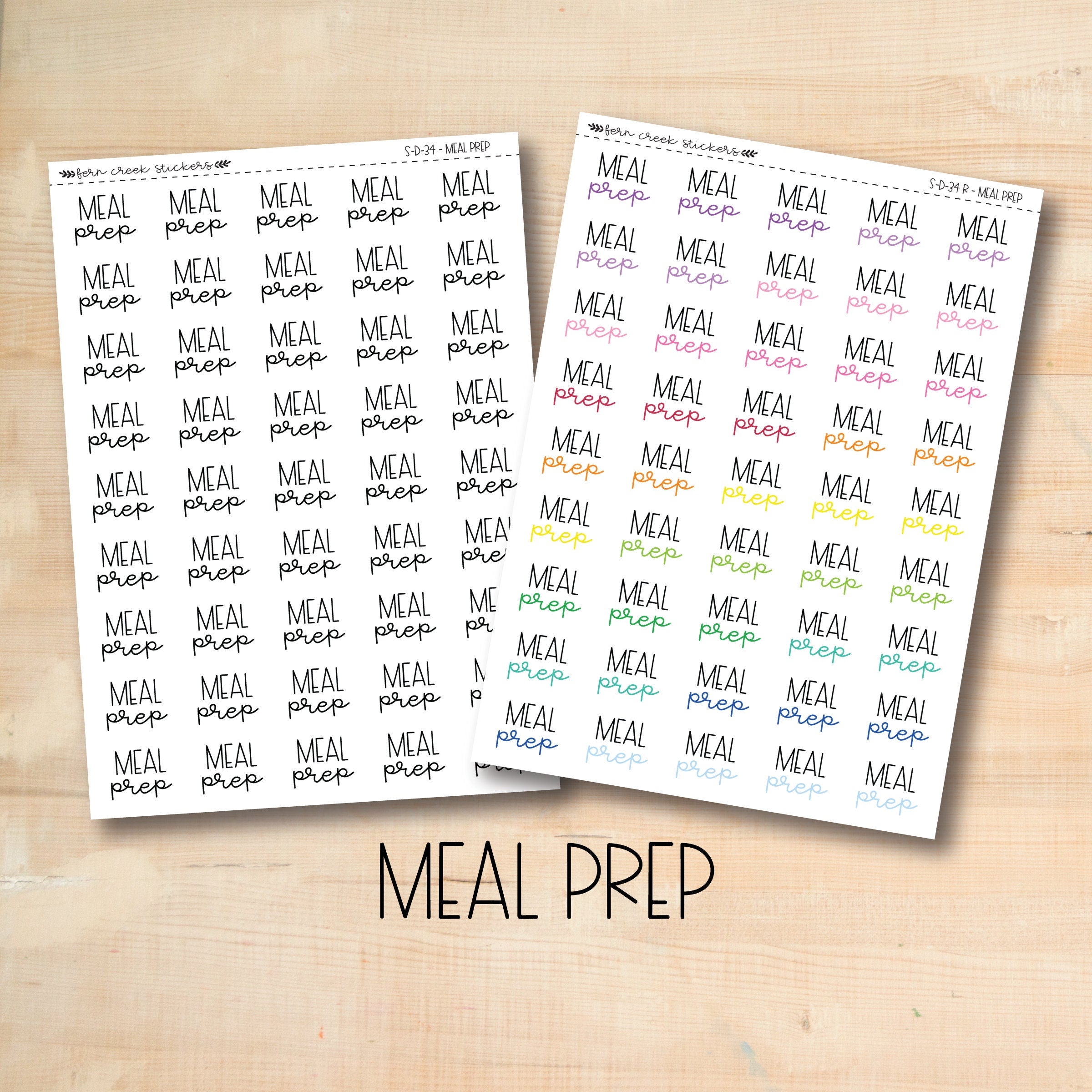S-D-34 || MEAL PREP script stickers – Fern Creek Stickers