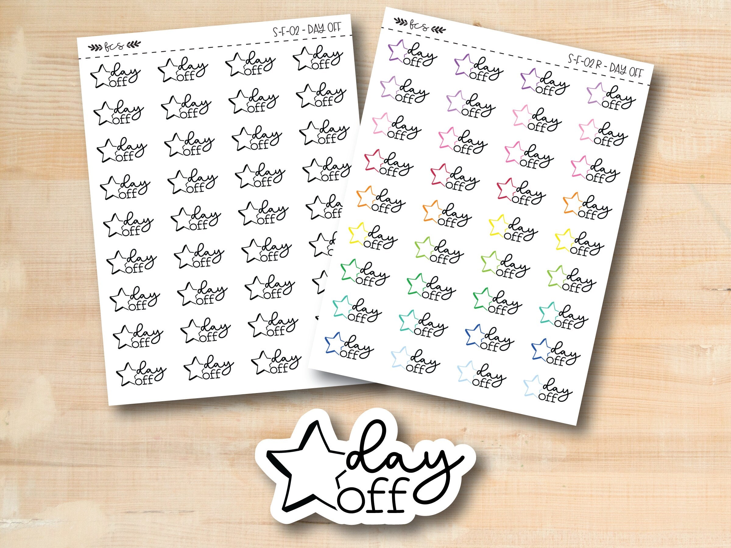 S-F-02 || DAY OFF doodle script stickers – Fern Creek Stickers