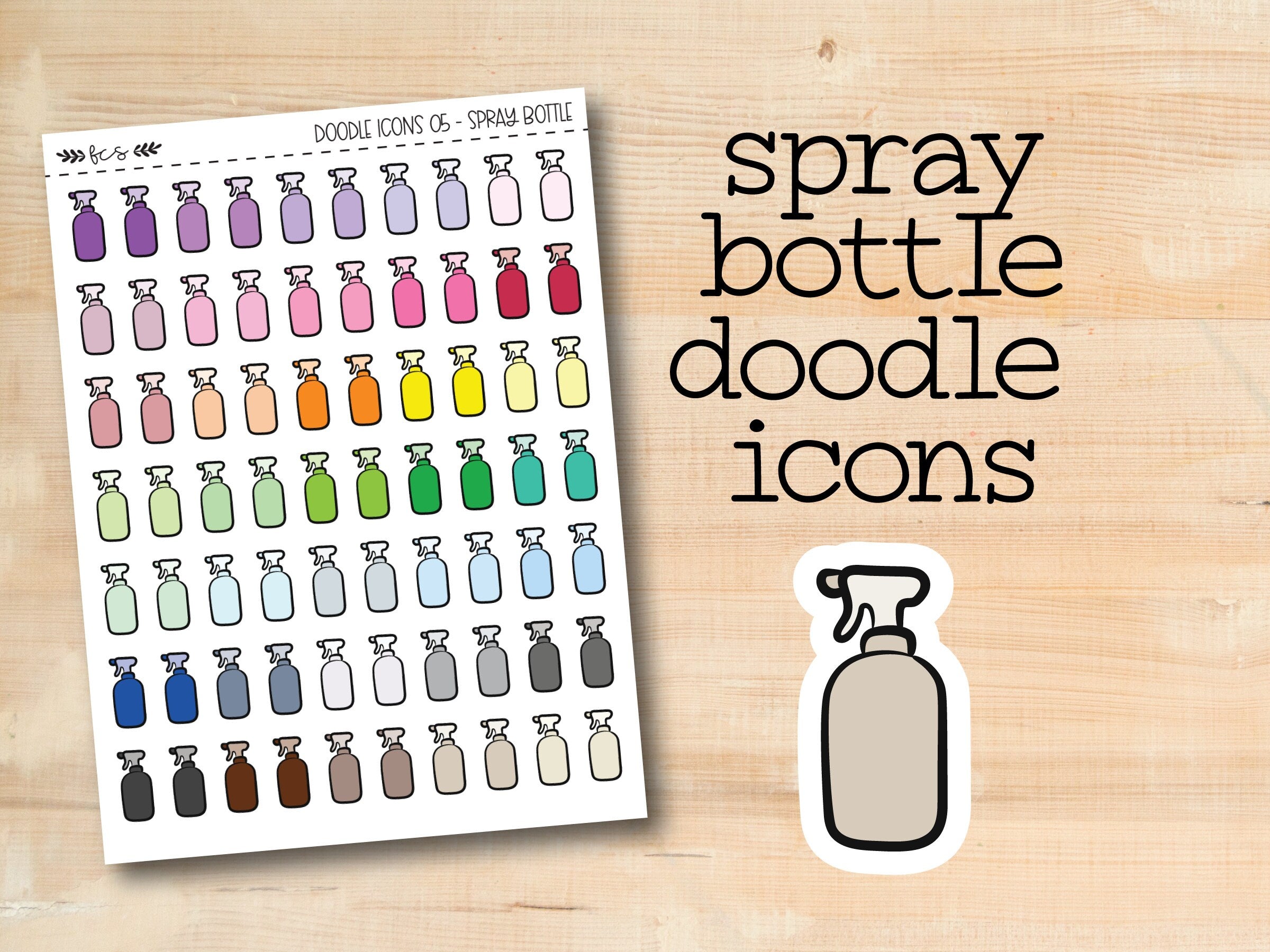 DOODLEICONS-05 || SPRAY BOTTLE doodle icon planner stickers – Fern ...
