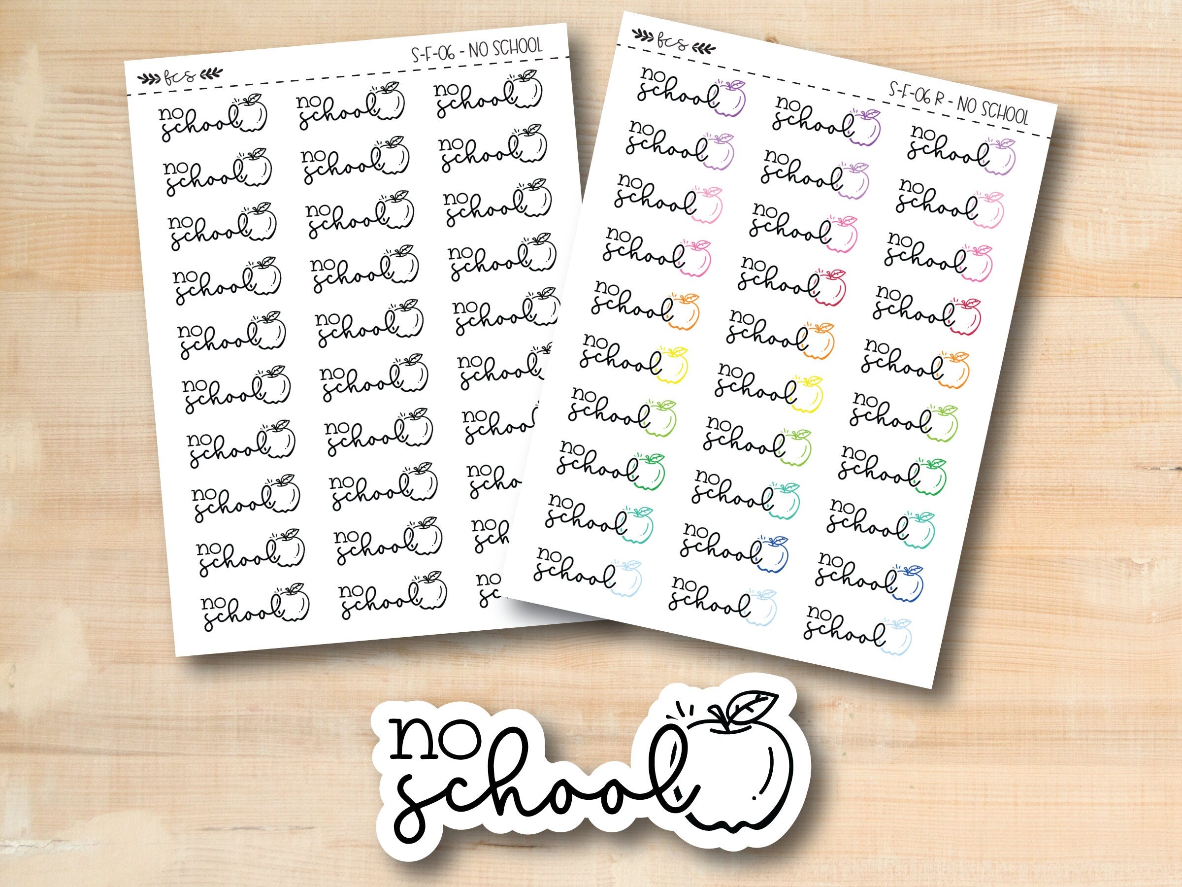 S-F-06 || NO SCHOOL doodle script stickers – Fern Creek Stickers