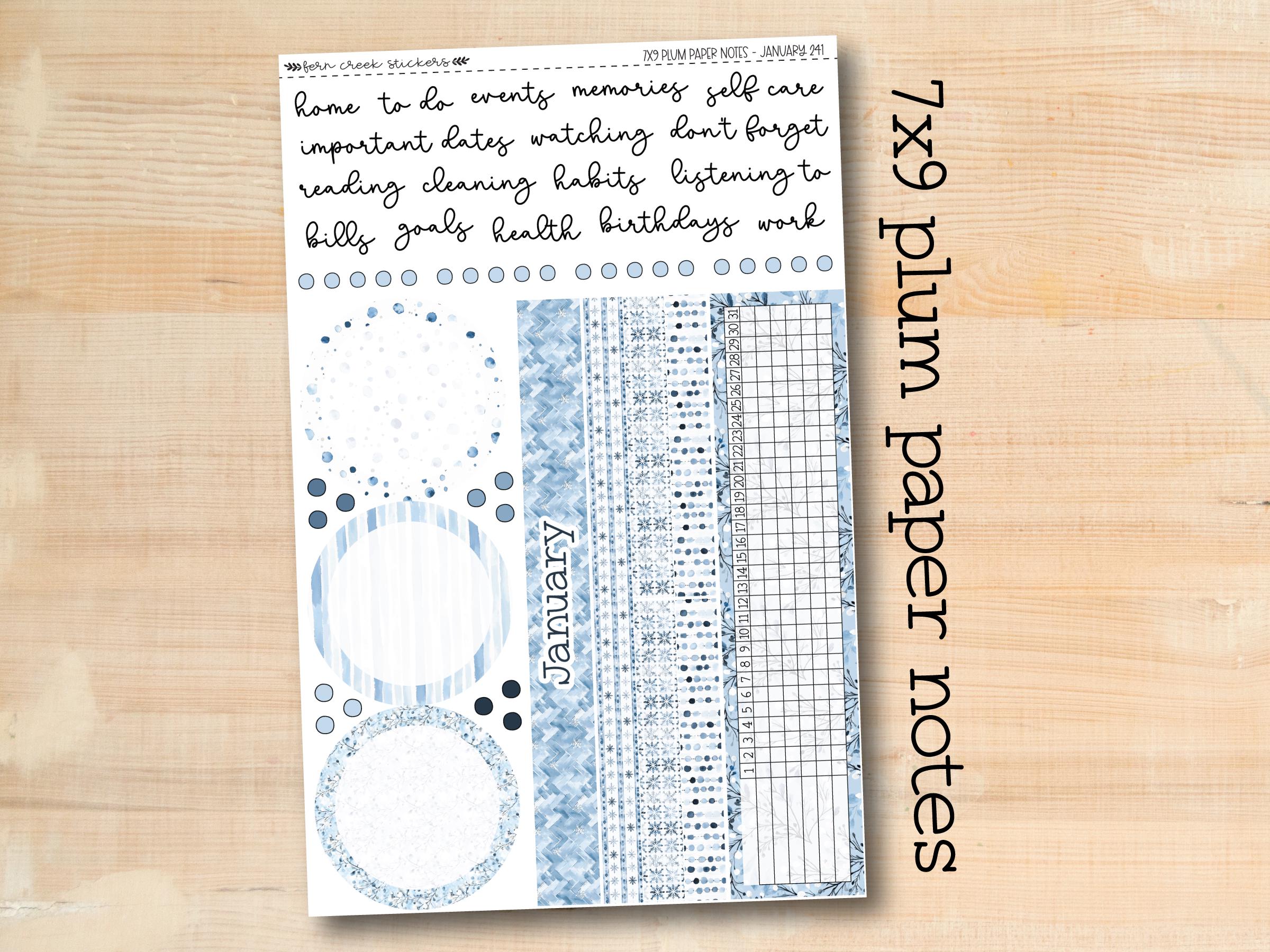 7x9 Plum NOTES-241 || SNOW DAY 7x9 Plum Paper January notes page – Fern ...