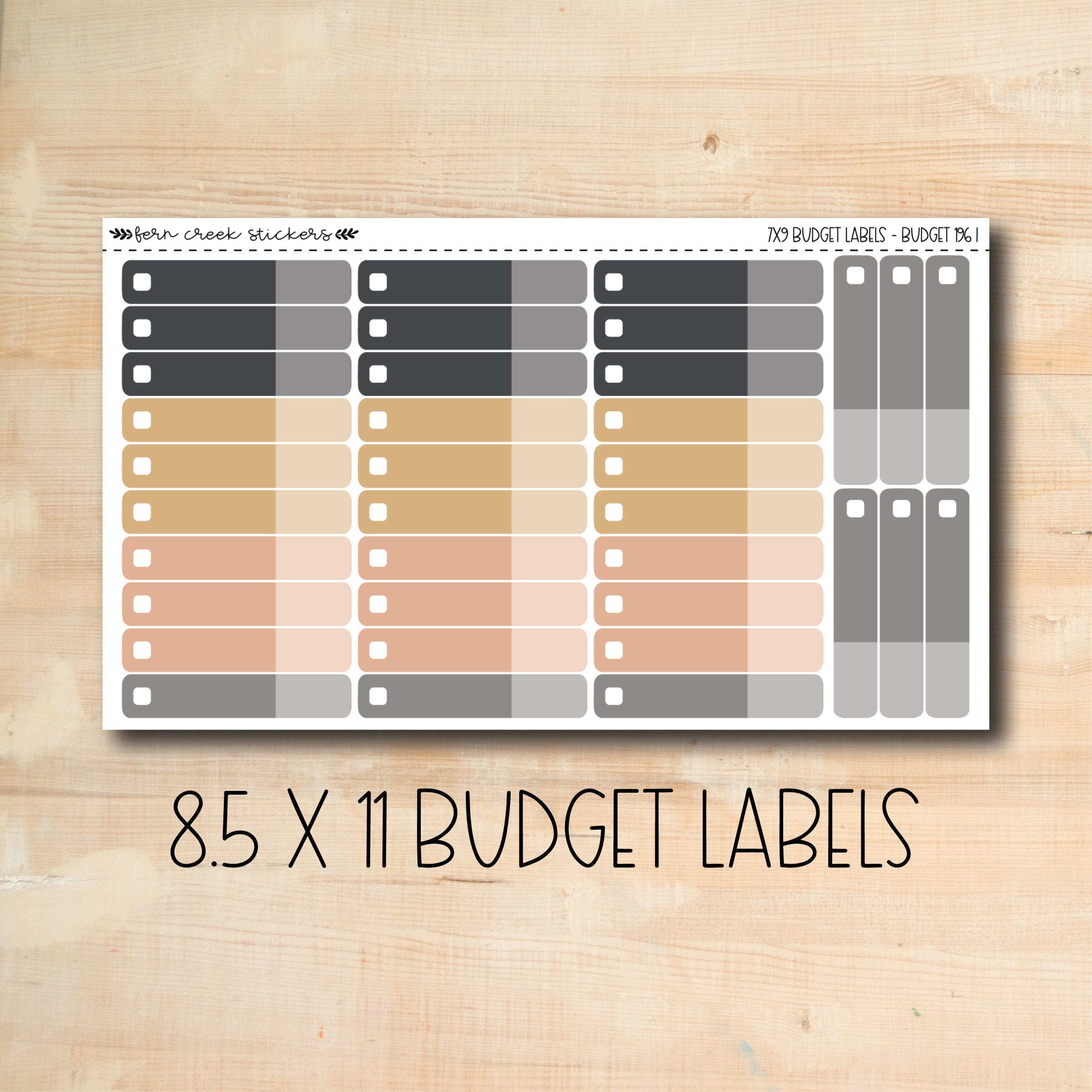 BUDGET-196 || MIDNIGHT PARTY 8.5x11 budget labels – Fern Creek Stickers
