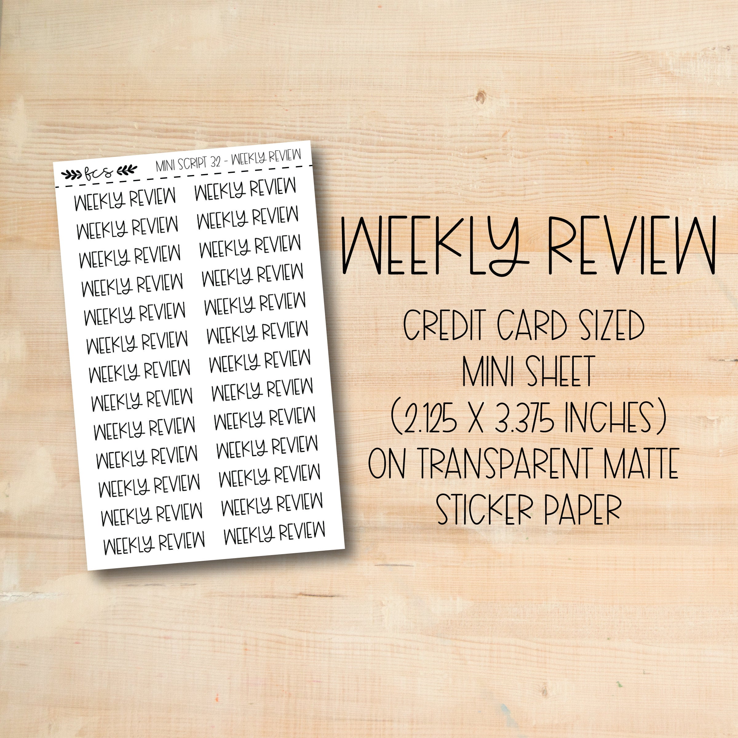MS-32 || WEEKLY REVIEW mini script stickers on transparent matte paper ...