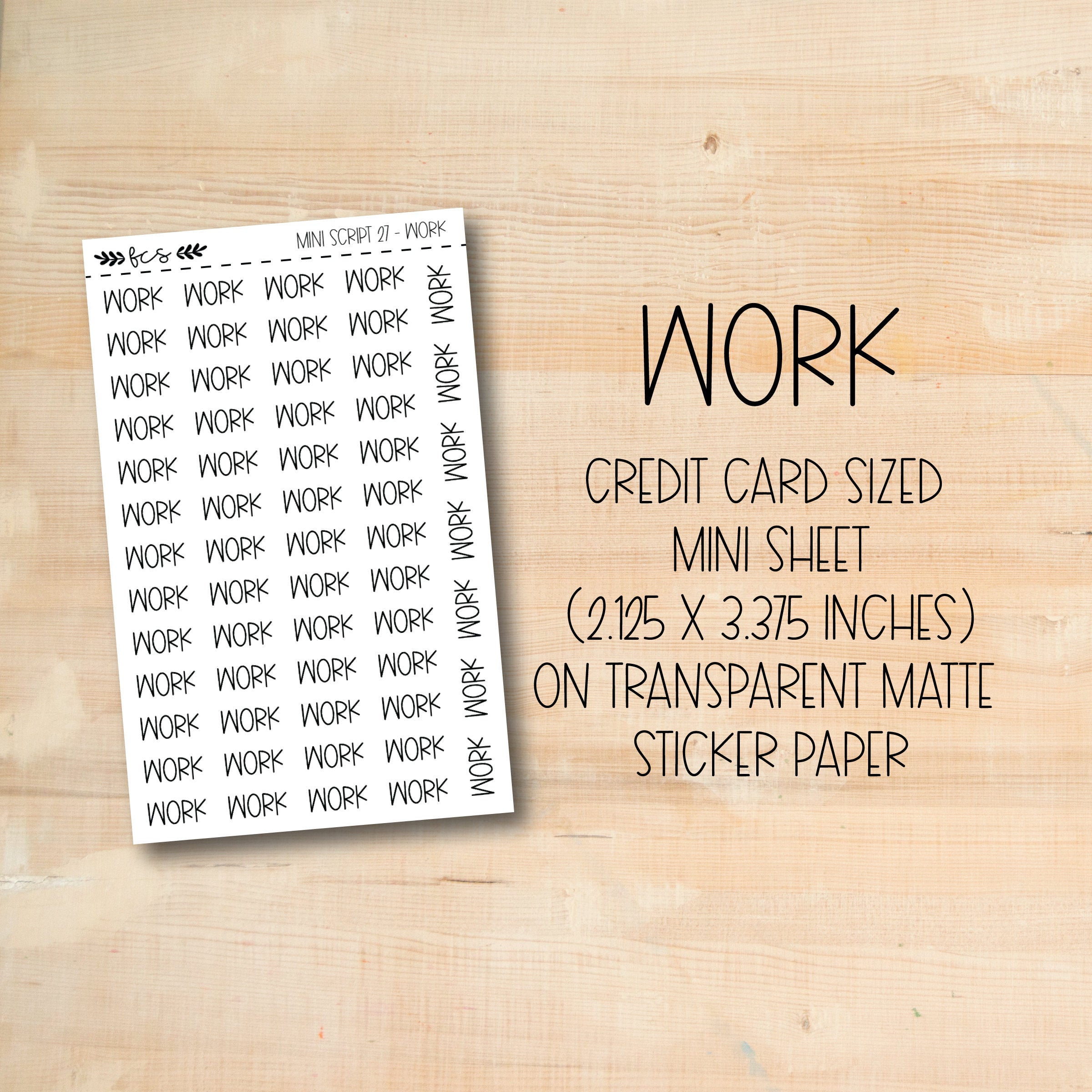 MS-27 || WORK mini script stickers on transparent matte paper – Fern ...