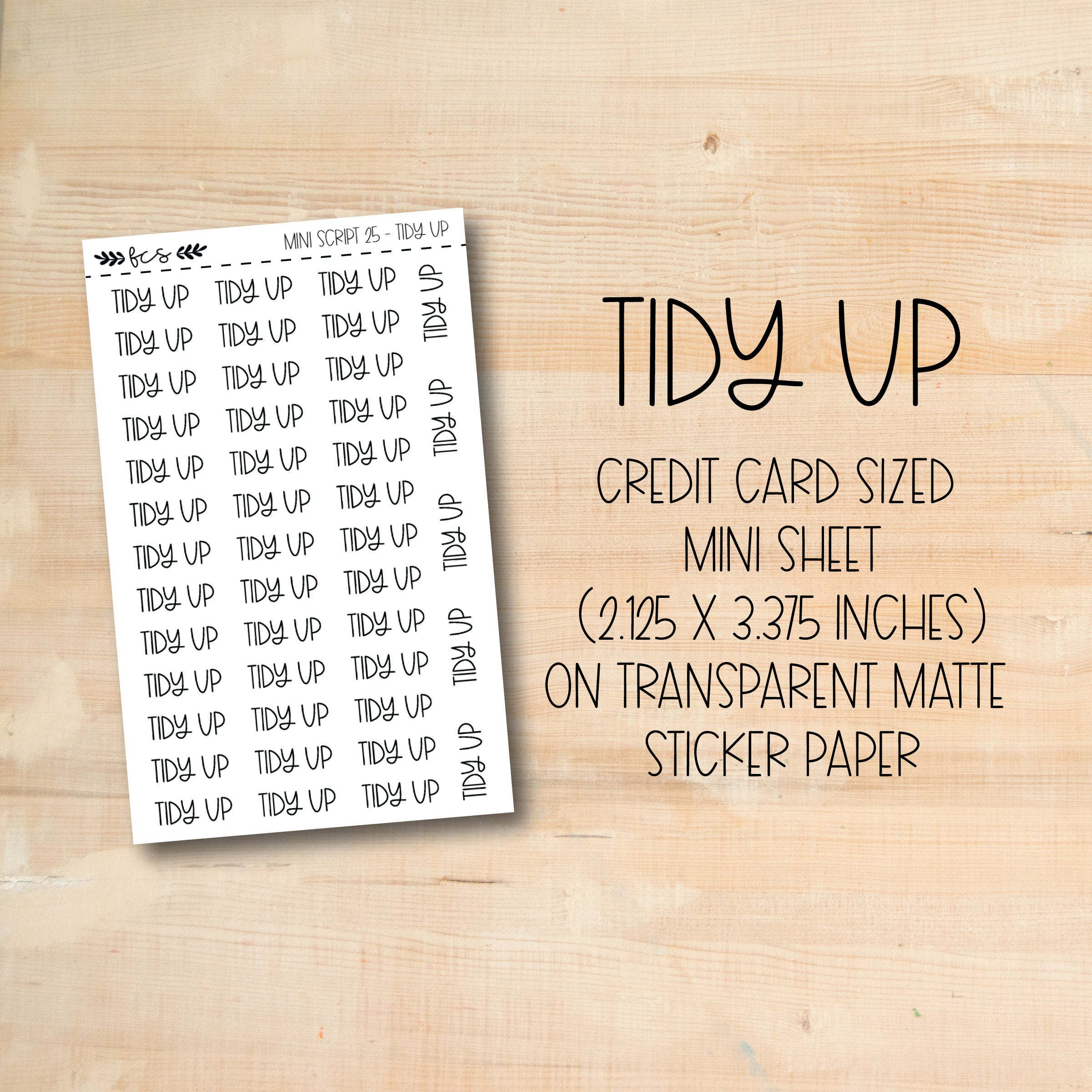 MS-25 || TIDY UP mini script stickers on transparent matte paper – Fern ...