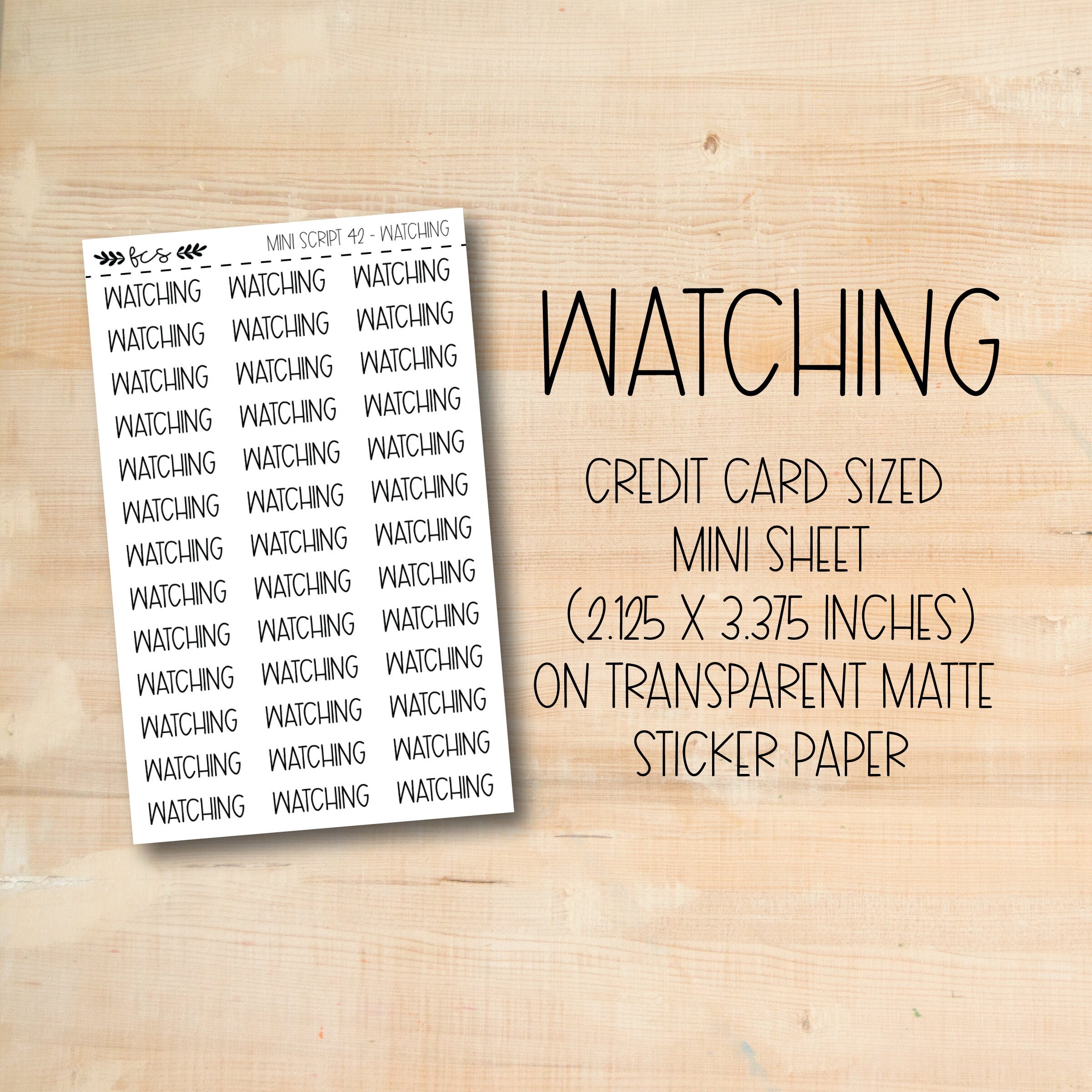 MS-42 || WATCHING mini script stickers on transparent matte paper ...